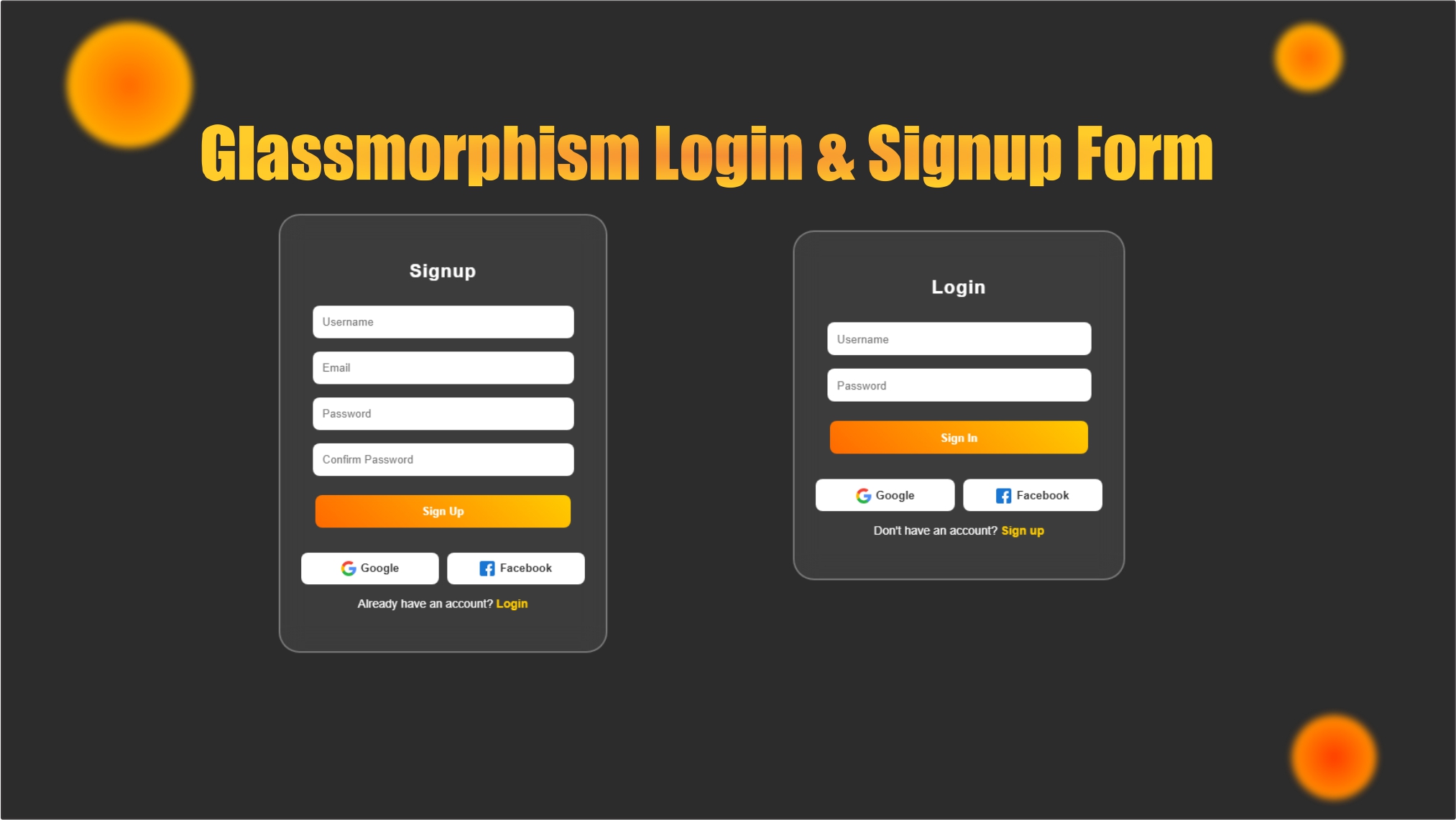 How to Build a Modren Glassmorphism Login & Signup Form - Learn With Arshyan